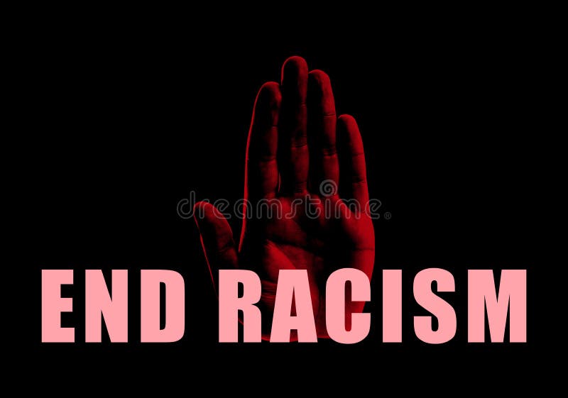 End Racism. Hand Print on Black Background Stock Photo - Image of ...