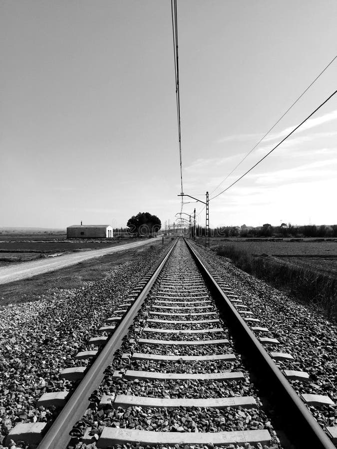 The end stock photo. Image of horizon, train, rail, blackandwhite ...