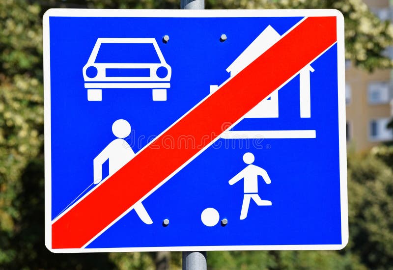 End of the Residential District Sign Stock Image - Image of green ...