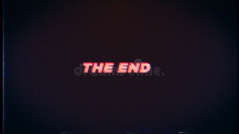 The End Retro Text Effect with Glitch Background Stock Footage - Video ...