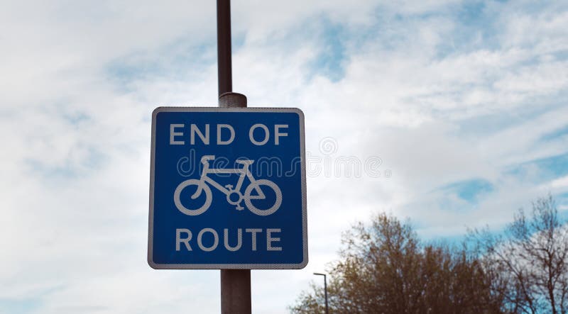End of Route for Bicyce Sign Stock Photo - Image of transport ...