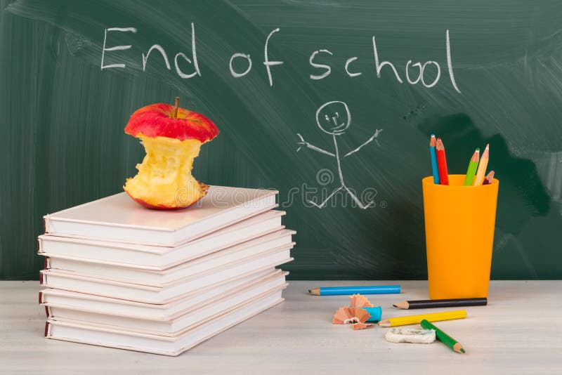 End of School. Summer Break Time Stock Photo - Image of concept, wooden ...