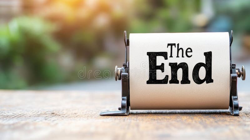 The End Scroll on Wooden Table, AI Stock Photo - Image of literature ...