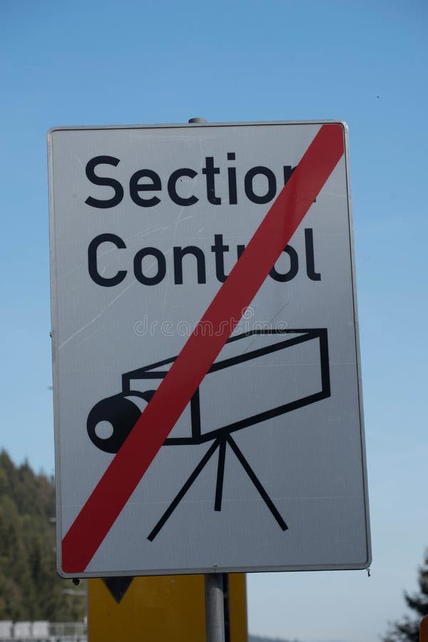 End of Speed Check `Section Control` Sign on Motorway Stock Image ...
