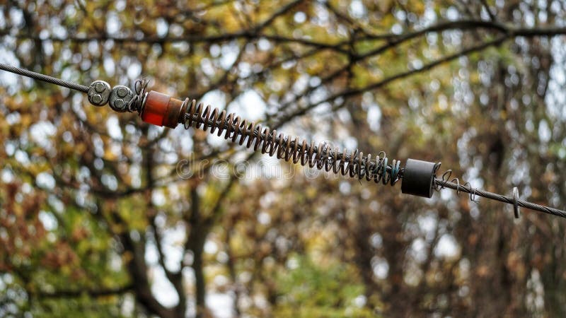 End Steel Spring for Protection, on a Mini Flying Fox in Morarilor Park ...