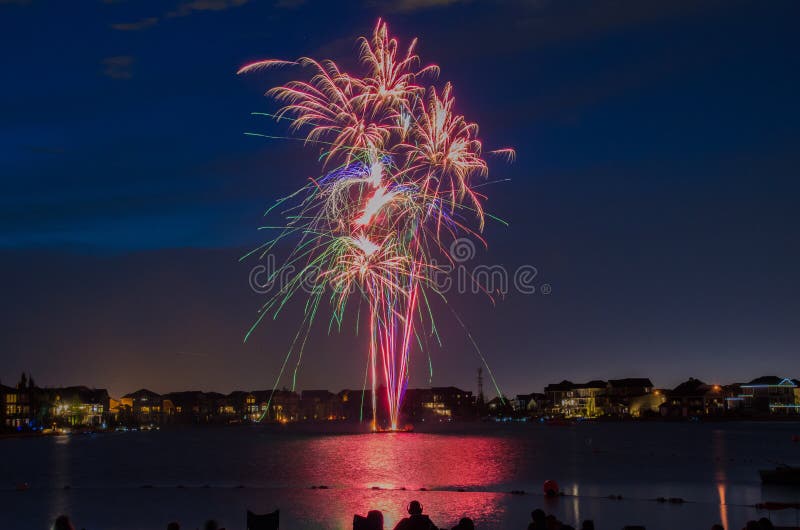 End of Summer Fireworks stock image. Image of lakesidefireworks - 158449501