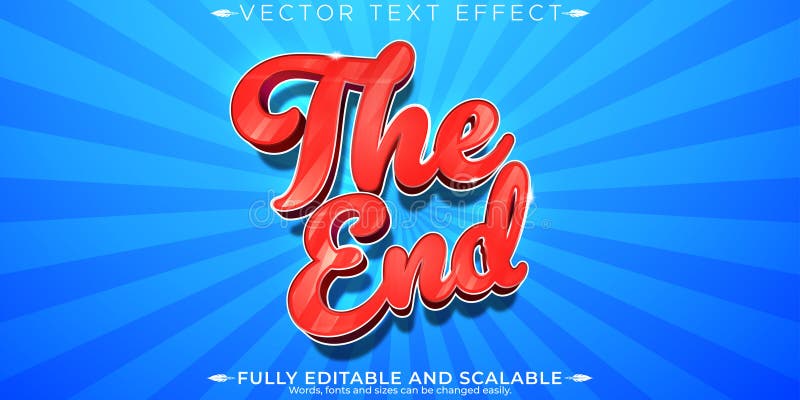 The End Text Effect, Editable Cartoon Movie and Retro Text Style Stock ...