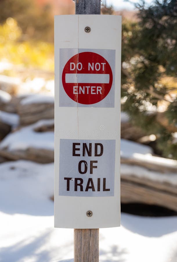 End of Trail Close Up in Snow Stock Image - Image of utah, winter ...