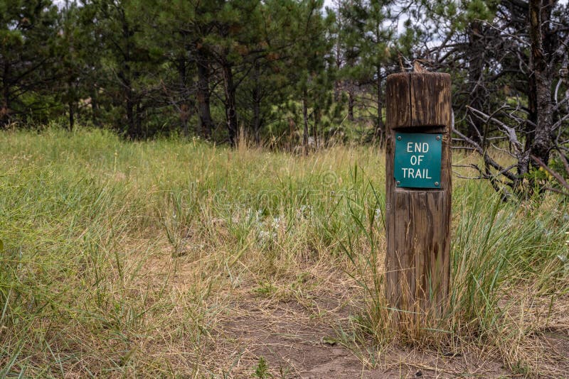 End of Trail Sign with Copy Space Left Stock Photo - Image of park ...