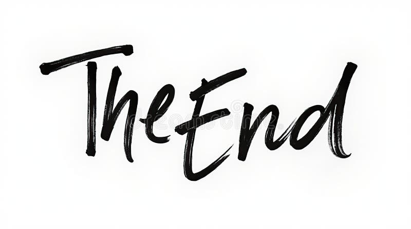 The End Typography with Hand-drawn Brush Lettering Stock Illustration ...
