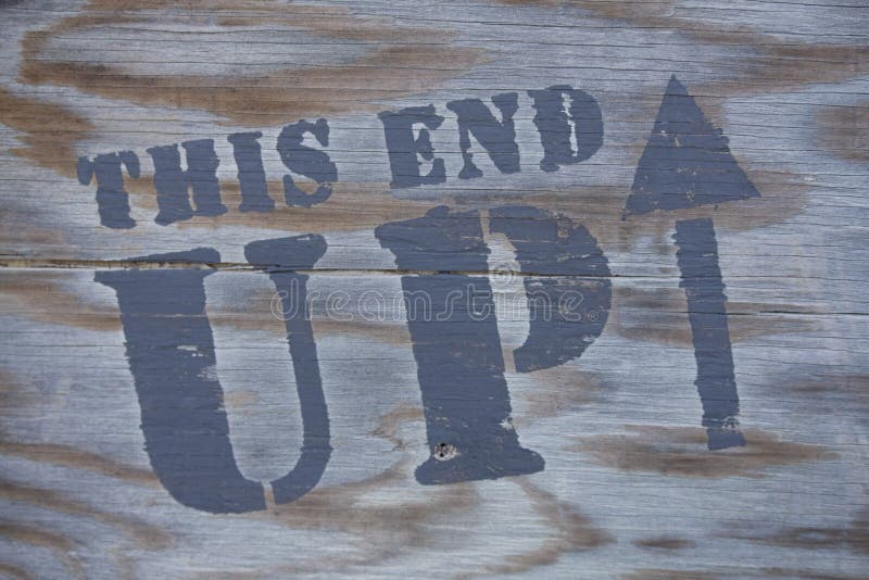 This End Up stock image. Image of safety, packing, warning - 5351547