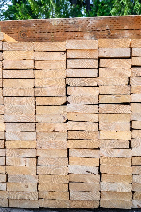 End View of a Stack of Lumber, Materials for Building a New House Stock ...