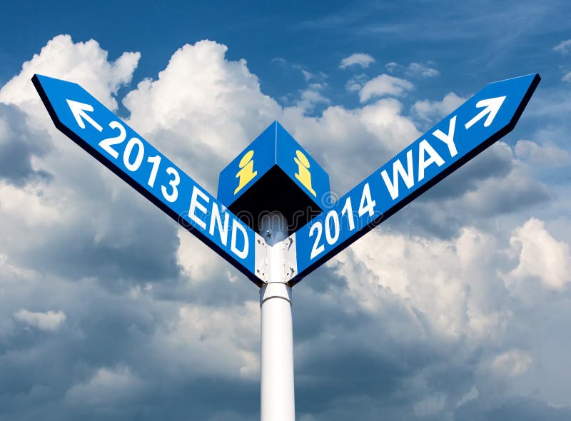 2013 End and 2014 Way Signs Stock Photo - Image of place, digit: 35117378