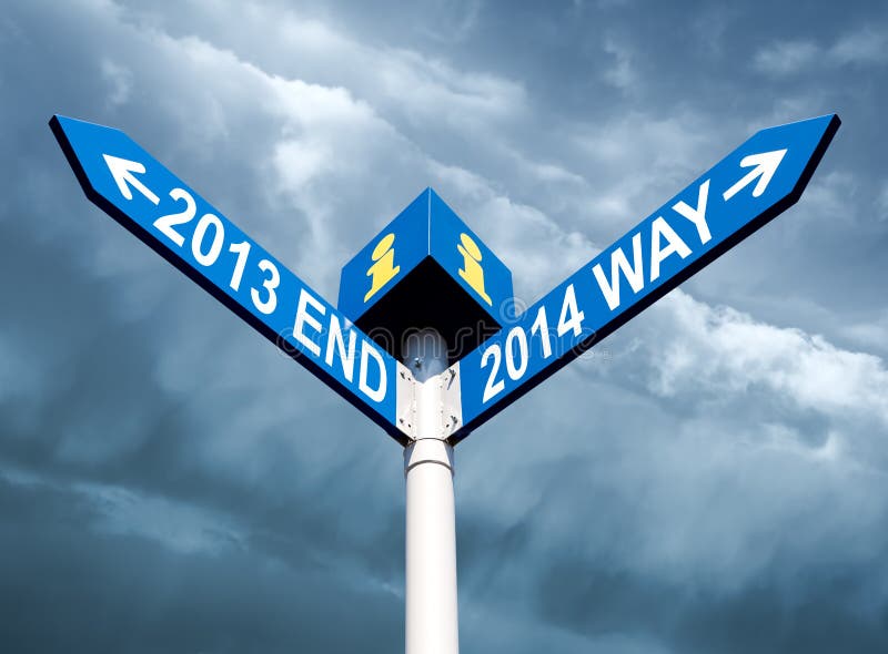 2013 End and 2014 Way Signs Stock Photo - Image of perspective, annual ...