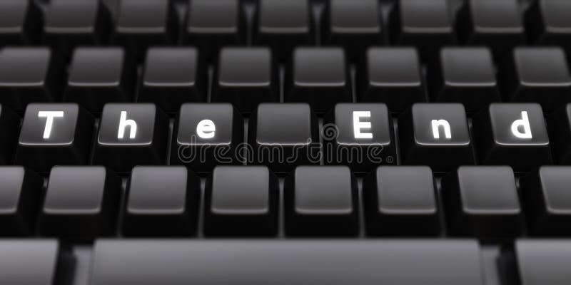 The END White Letter Text on Black Computer Laptop Keyboard Background ...