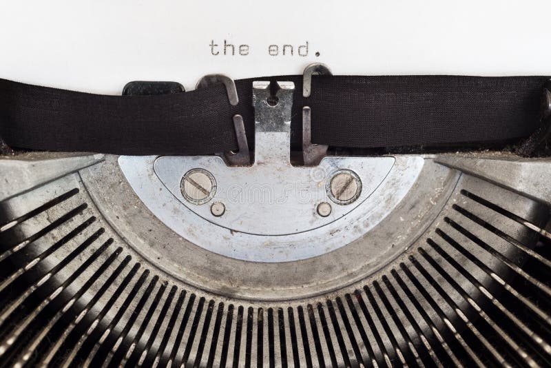 The End Word Typed on a Vintage Typewriter Stock Photo - Image of sign ...