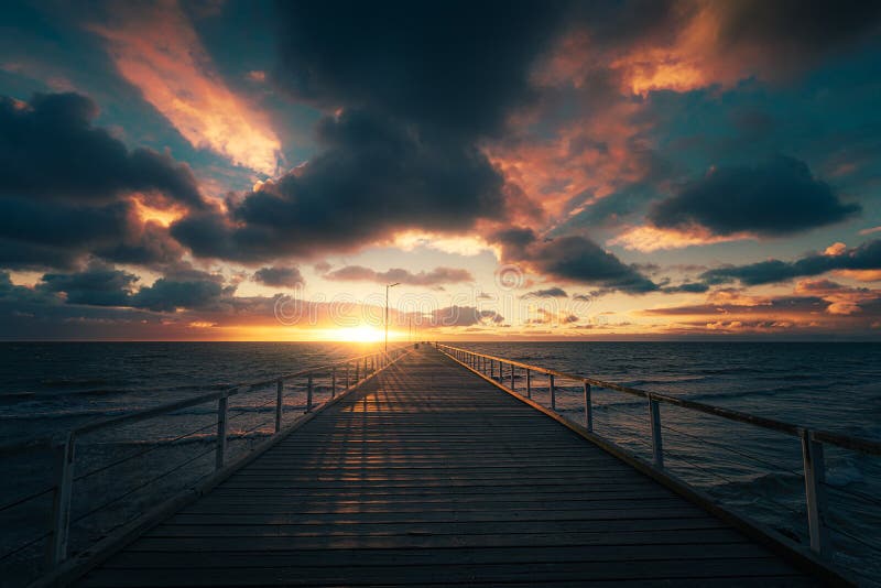 Sunset at Semaphore Jetty, Adelaide, Australia Stock Image - Image of ...