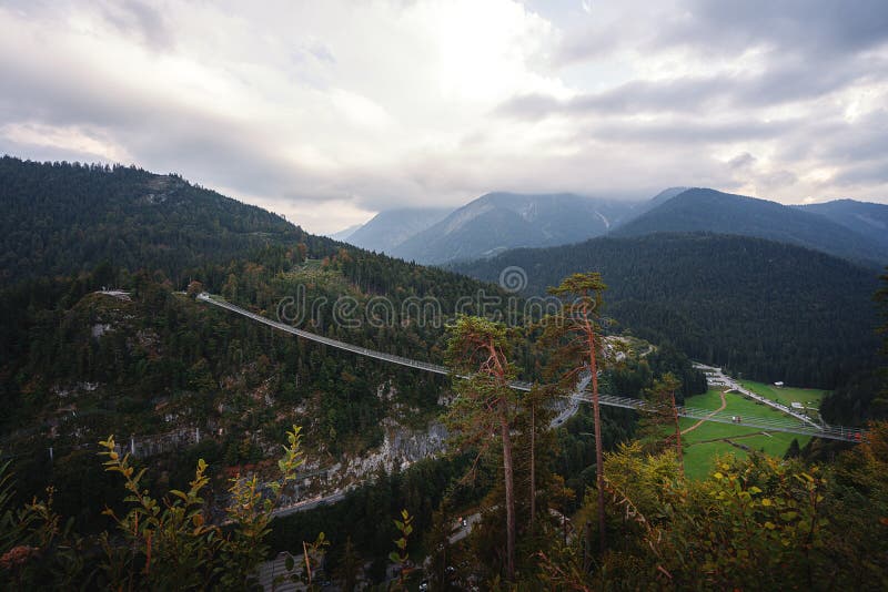 Suspension Bridge Highline 179 in the Alps, Austria. Stock Image ...