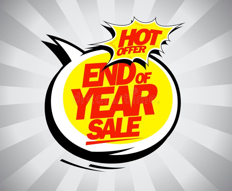 End of Year Sale, Hot Offer Pop-art Design Stock Vector - Illustration ...