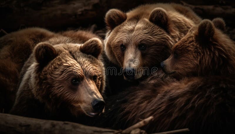 Endangered Bear Cub Trio Play in Arctic Grass Generated by AI Stock ...