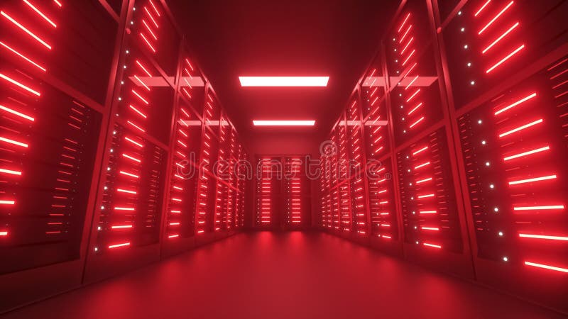 Server Room of a Futuristic Data Center 3d Animation Stock Footage ...