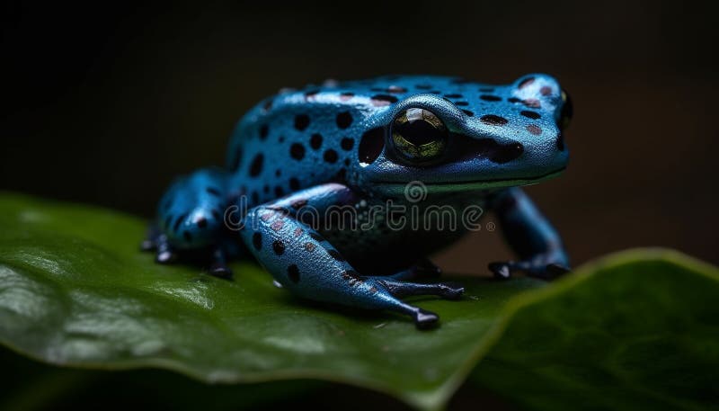 Endangered Poison Arrow Frog Sitting on Wet Leaf, Looking Cute ...