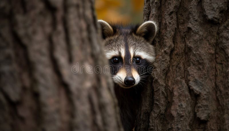 Endangered Red Fox and Raccoon Looking Cute in Autumn Forest Generated ...
