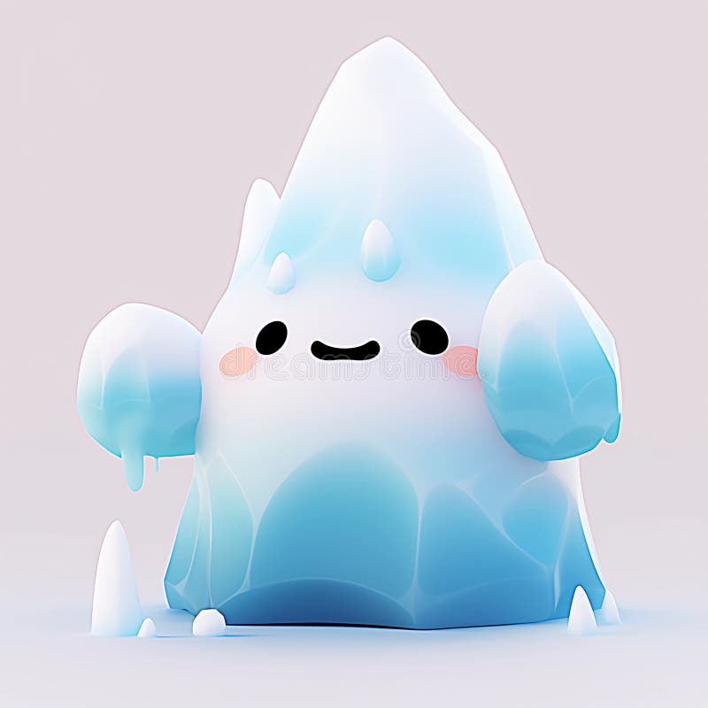 Endearing Anthropomorphic Cartoon Iceberg with a Subtle Smile and 3D ...