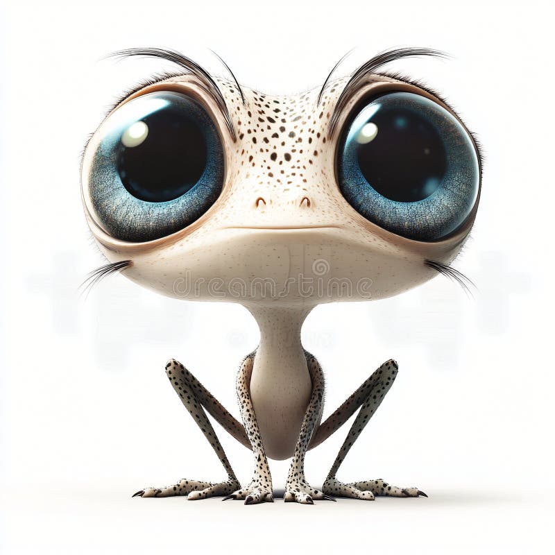 Adorable Cartoon Gecko Big Eyes Cute Reptile 3D Render AI Generated ...