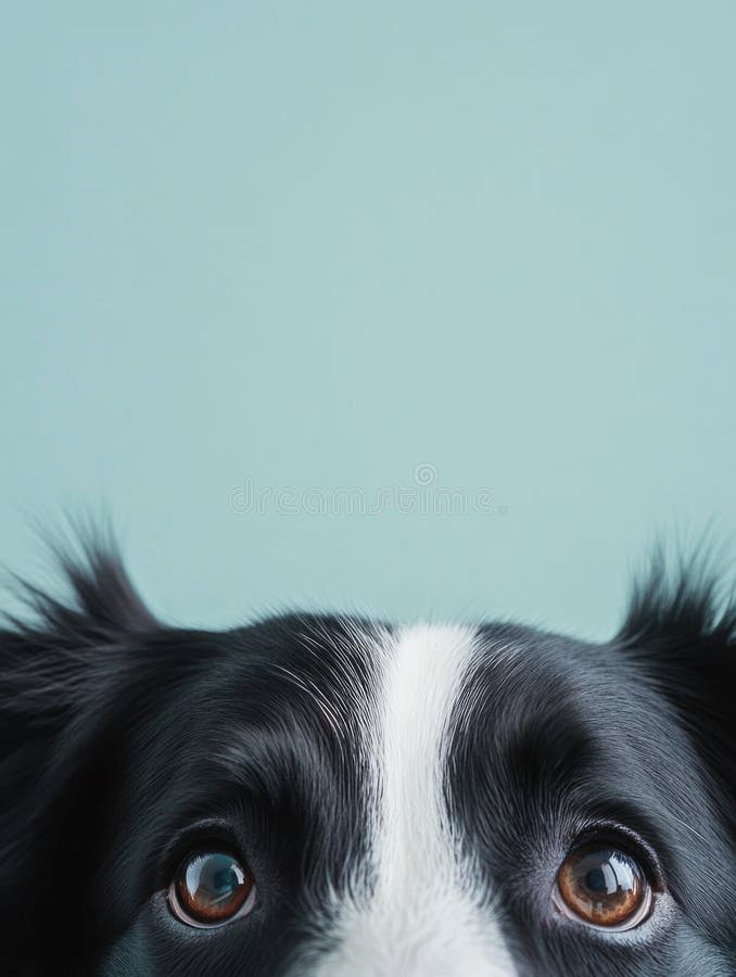 Endearing Dog Peeking Curiously from Behind a Blurred Screen Stock ...