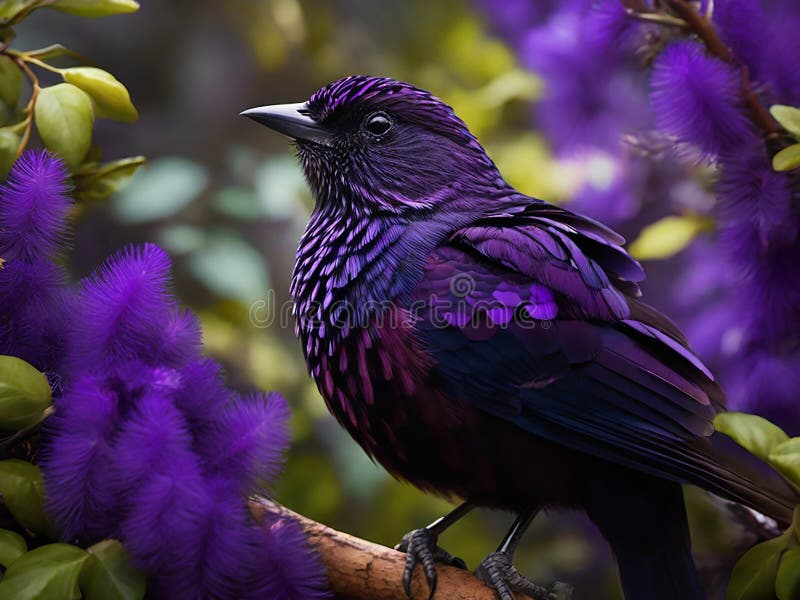 Endemic Bird with a Combination of Purple and Black Stock Illustration ...