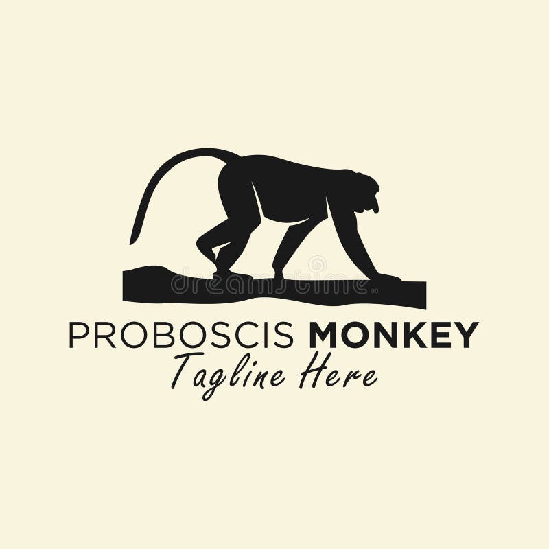Endemic Proboscis Monkey Animal Logo Stock Illustration - Illustration ...