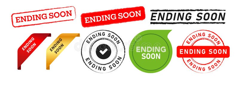 Ending Soon Stamp Speech Bubble and Ribbon Label Sticker for Business ...