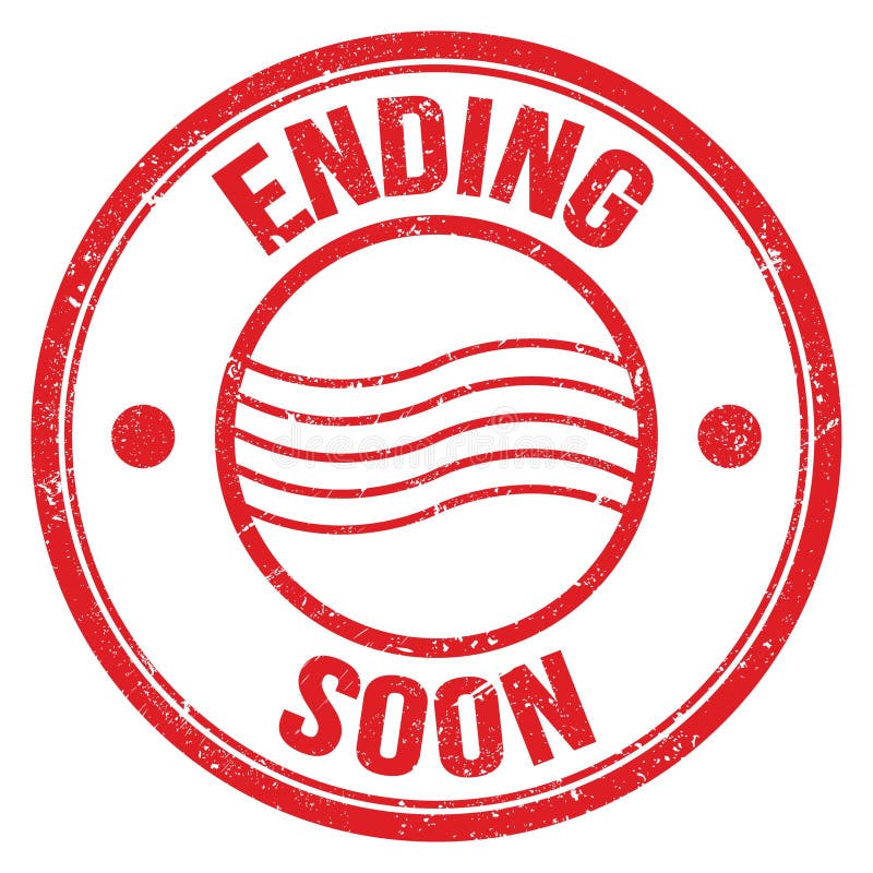 ENDING SOON Text on Red Round Postal Stamp Sign Stock Illustration ...