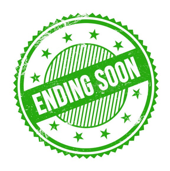 ENDING SOON Text Written on Green Grungy Round Stamp Stock Illustration ...