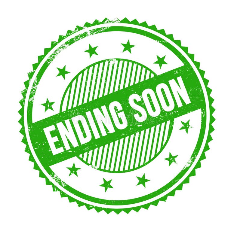 ENDING SOON Text Written on Green Grungy Round Stamp Stock Illustration ...