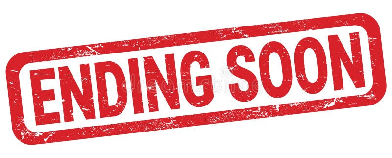 ENDING SOON Text Written on Red Rectangle Stamp Stock Image - Image of ...