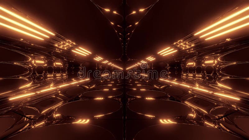 Endless Abstract Alien Scifi Tunnel Corridor with Glowing Lights and ...