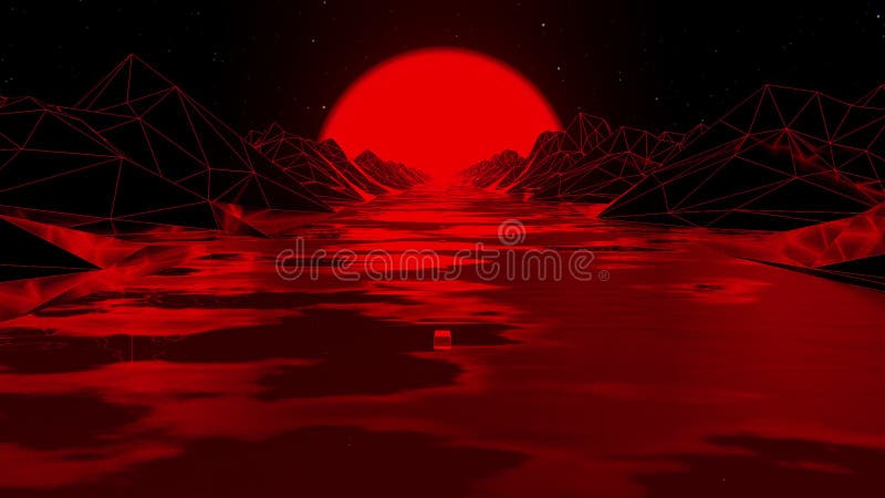 Futuristic Red Synthwave Sunset Driving Loop Stock Video - Video of ...