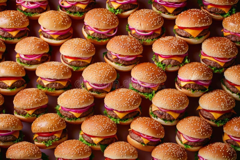 Endless Array of Cheeseburgers Showcases Fast Food Abundance. Neural ...