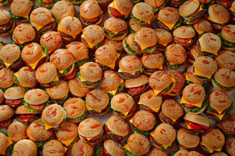 Endless Array of Cheeseburgers Showcases Fast Food Abundance. Neural ...