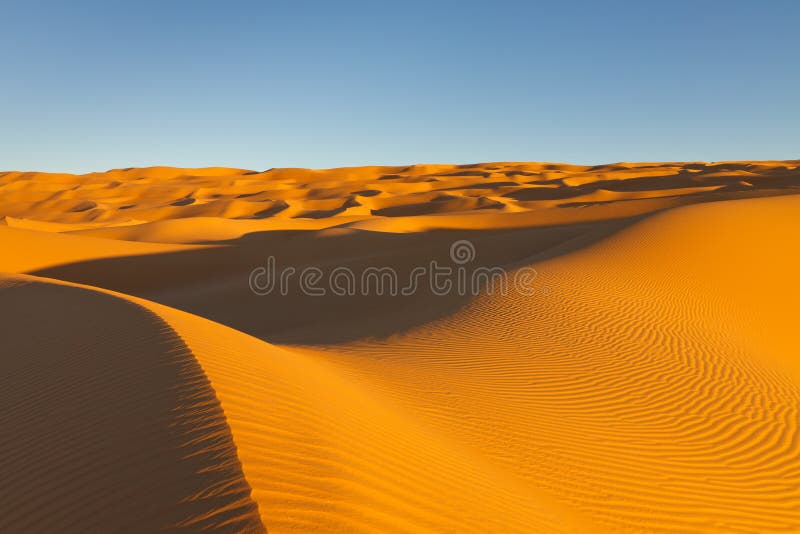 Endless Awbari Sand Sea - Sahara Desert, Libya Stock Photo - Image of ...