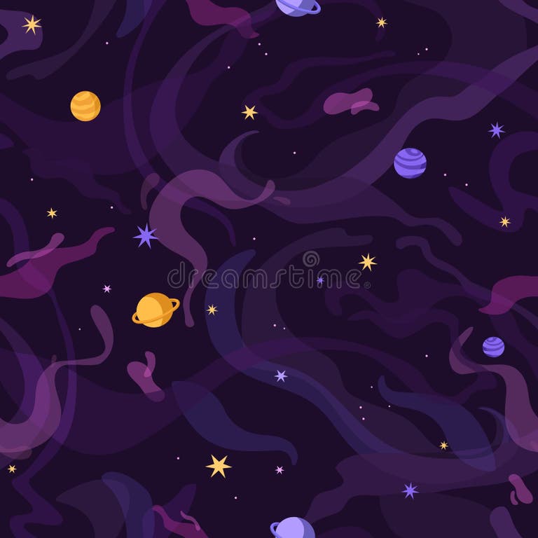 Endless Backdrop with Dark Open Space. Repeatable Pattern of Planets ...