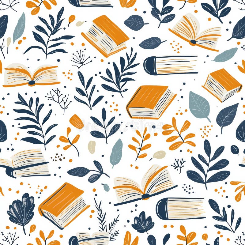 An Endless Backdrop Design for Bookstore with Paper Books Pattern ...