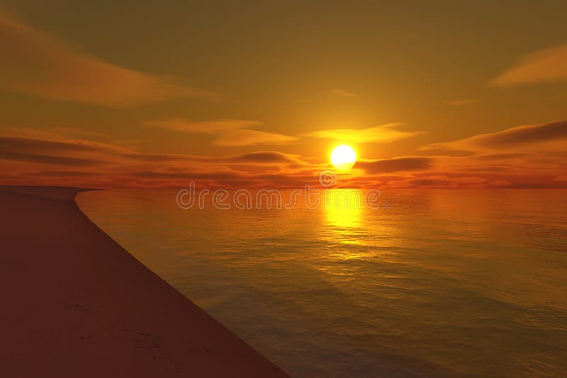 Endless beach sunset stock illustration. Illustration of reflection ...
