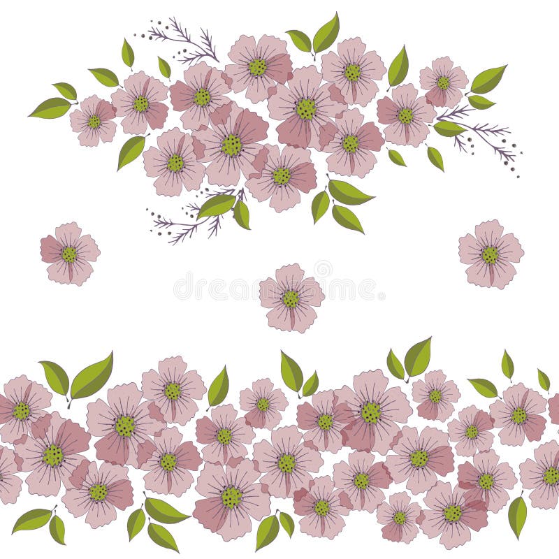 Endless Brush of Sakura Flowers Stock Vector - Illustration of beauty ...