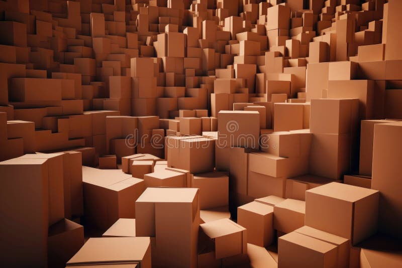 Endless Cardboard Boxes in Warehouse. Generative AI Stock Photo - Image ...