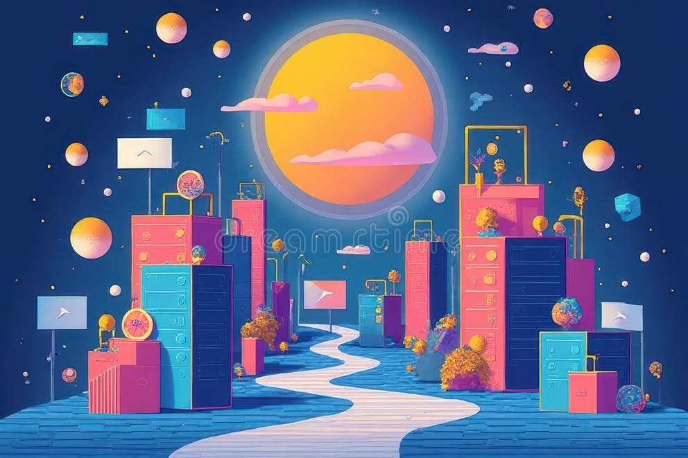 Endless Cloud Storage stock illustration. Illustration of minimalist ...