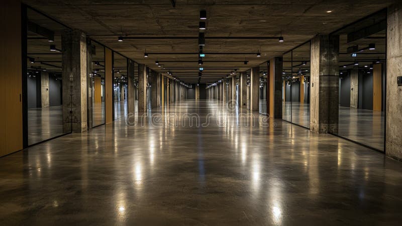 Endless Corridor Reflection Modern Building Photography Indoor ...