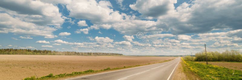 Endless Country Road To the Horizon Extra Wide Panoramic Stock Image ...